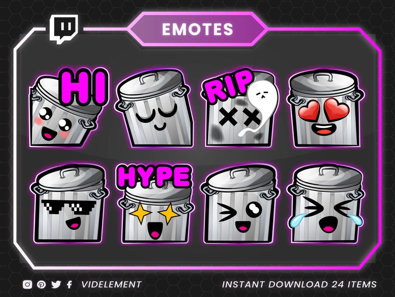 Trash Can Emotes, Trash Bin Emotes, Twitch Emotes, Twitch Sub Emote ...