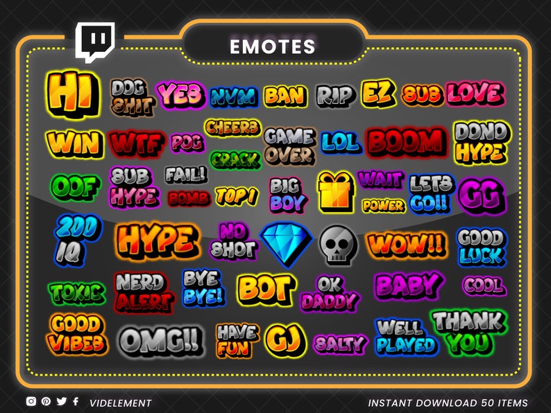 50 Text Emote Twitch Text Emotes Twitch Emote Discord - Etsy