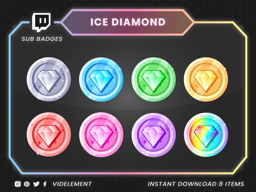 Diamond Twitch Sub Badges: Coin Gemstone Bit Badges (PNG) - Etsy