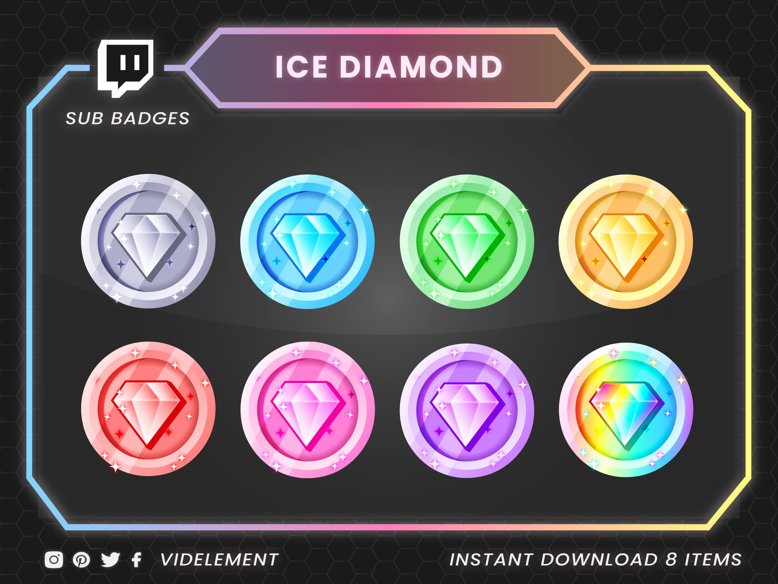Diamond Twitch Sub Badges: Coin Gemstone Bit Badges (PNG) - Etsy