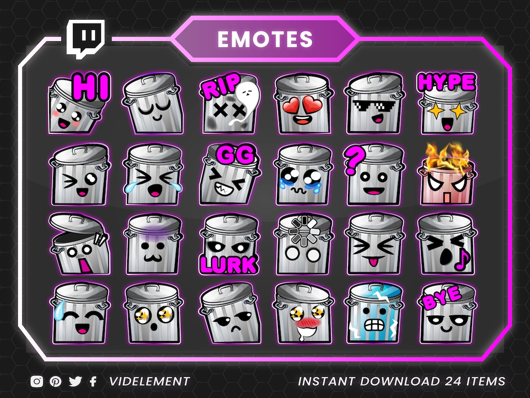 Trash Can Emotes, Trash Bin Emotes, Twitch Emotes, Twitch Sub Emote ...