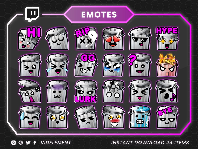 Trash Can Emotes, Trash Bin Emotes, Twitch Emotes, Twitch Sub Emote ...