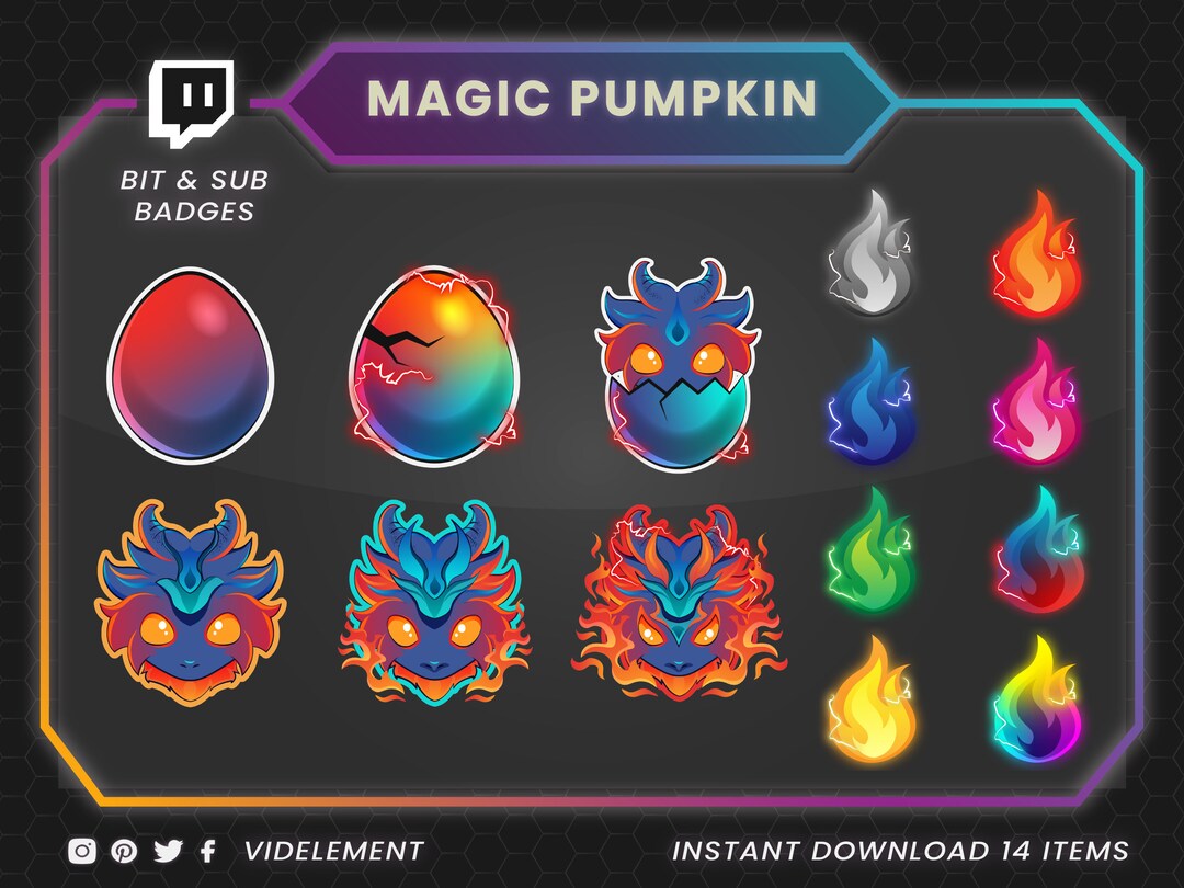 Red Fire Dragon Twitch Sub-badges & Flame Bit Badges: Illuminate and ...