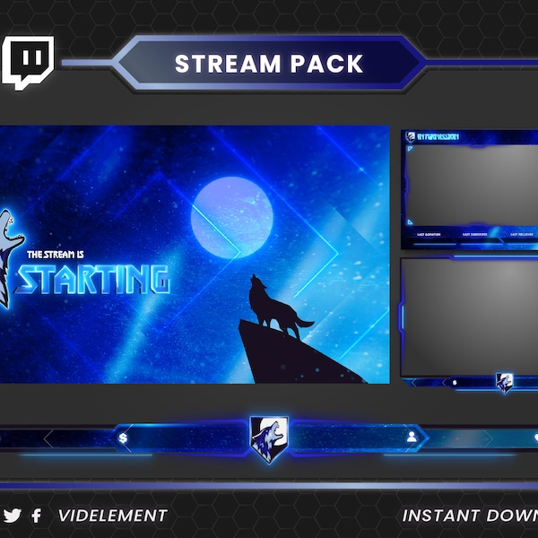 Wolf Twitch Overlay - Etsy