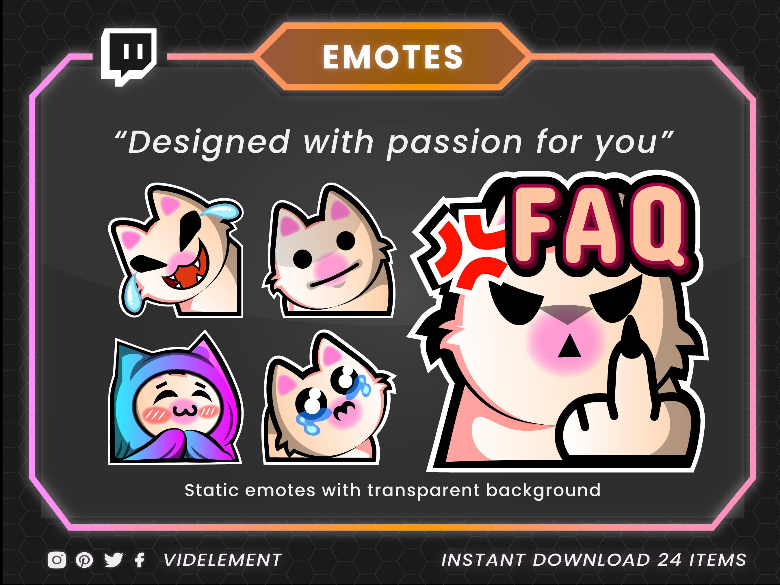 Kitten Twitch Emotes Twitch Sub Emotes Discord Emotes Text - Etsy
