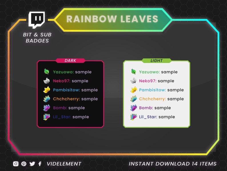 Rainbow Leaves Sub Leaves Sub Badges Rainbow Sub Badges - Etsy