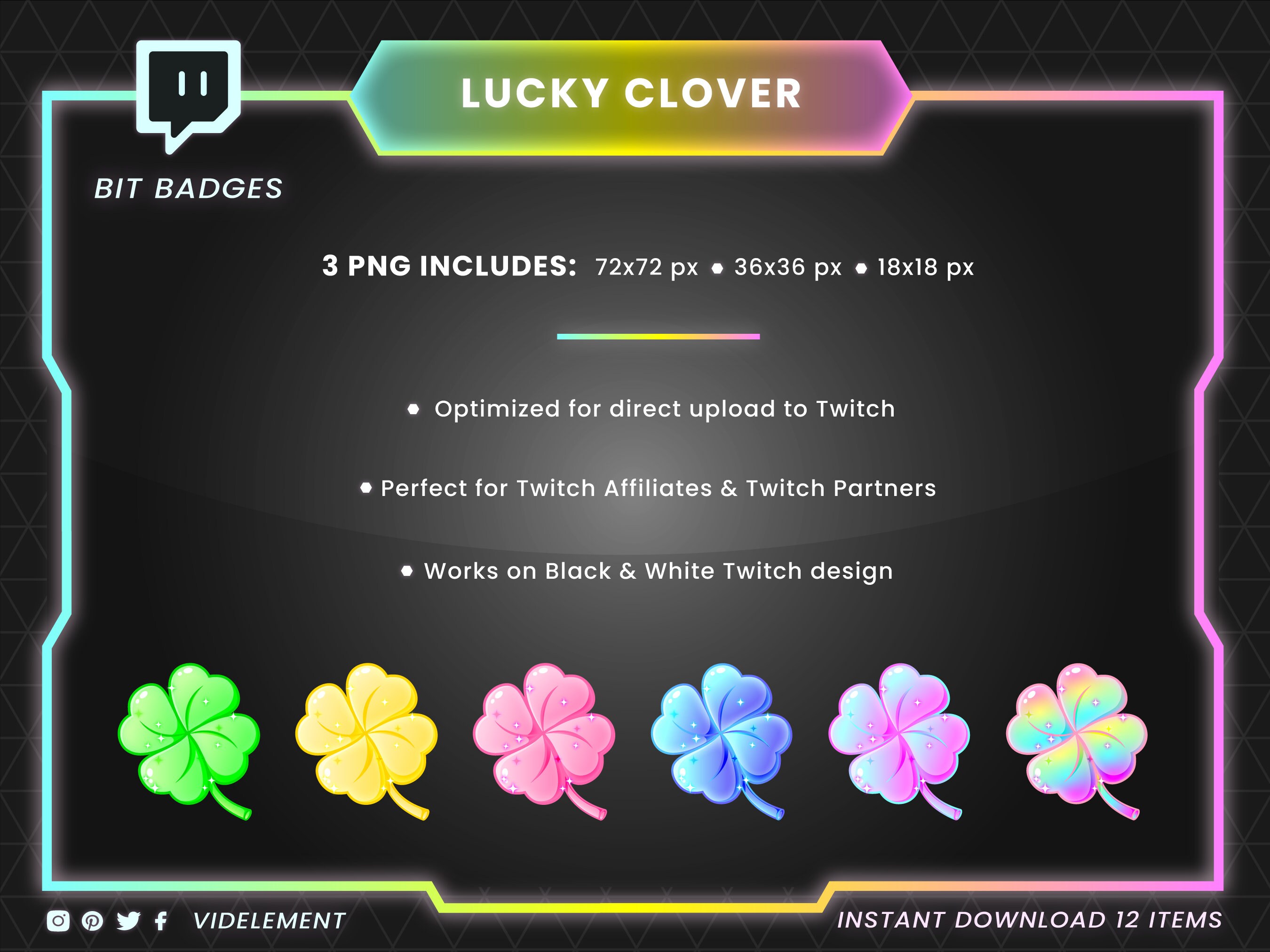 Twitch Bit Badges Twitch Sub Badges Clover Bit Badges Medal - Etsy ...
