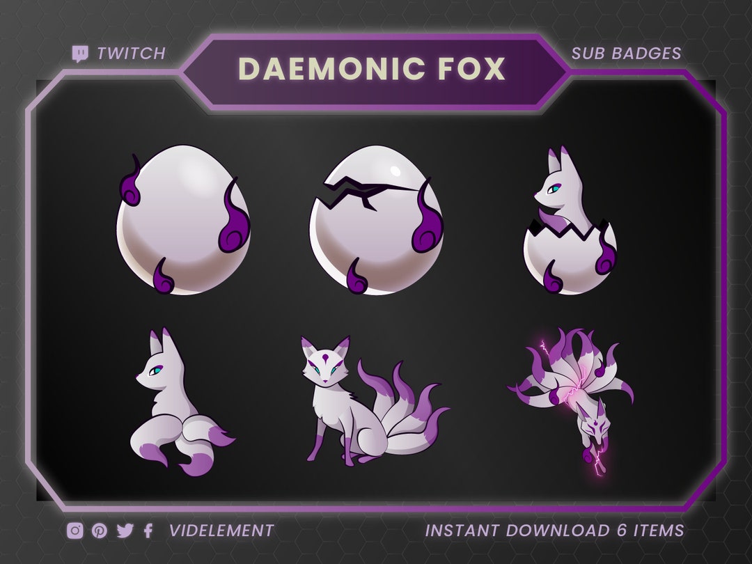 Daemonic Fox Sub Badges, Twitch Sub Badges, Twitch Badges, Twitch Sub ...