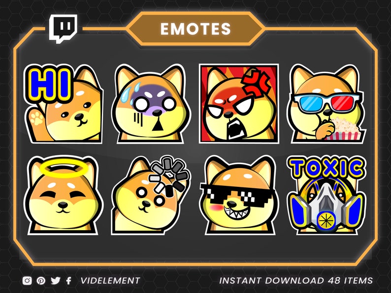 48 Twitch Emotes Twitch Sub Emotes Discord Emote Text - Etsy