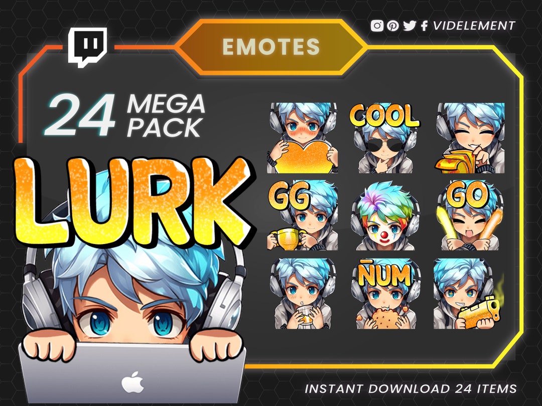 Blue-haired Gamer Boy Emotes - Pack of 24 Anime Style Twitch Emotes - Etsy