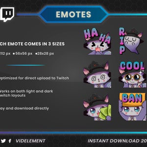 Sorcerer's Whiskers: 20 Chibi Cat Emotes – White & Purple Fur With ...