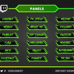 Animated Green Stream Pack: Webcam, Panels, Overlay (digital Download ...