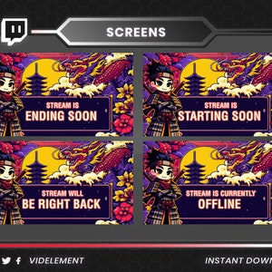 Chibi Samurai Stream Pack – Animated Twitch Emotes & Sakura Overlay for ...