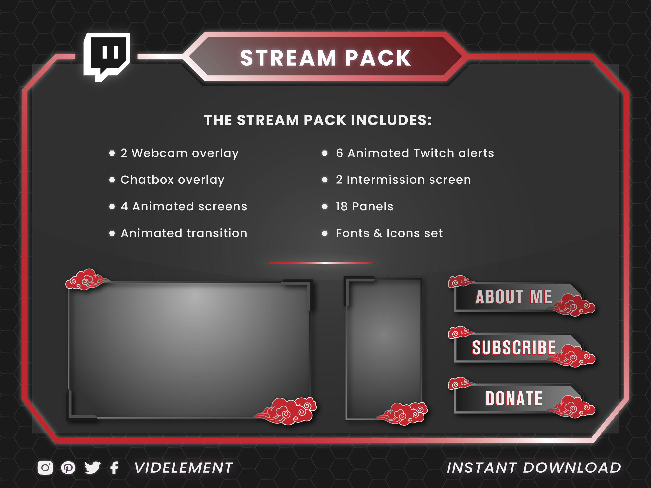 Stream Overlay Stream Overlay Package Twitch Stream Overlay - Etsy UK