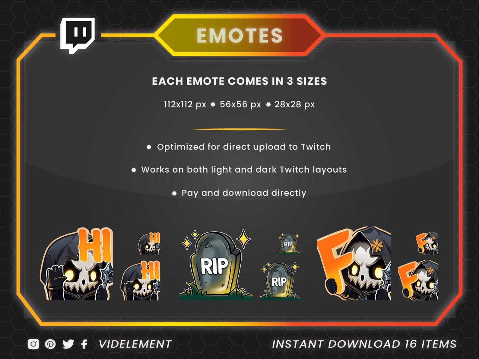 Animated Reaper Twitch Emotes: Spooky Chibi Emote Pack (digital ...