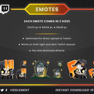 Animated Reaper Twitch Emotes: Spooky Chibi Emote Pack (digital ...
