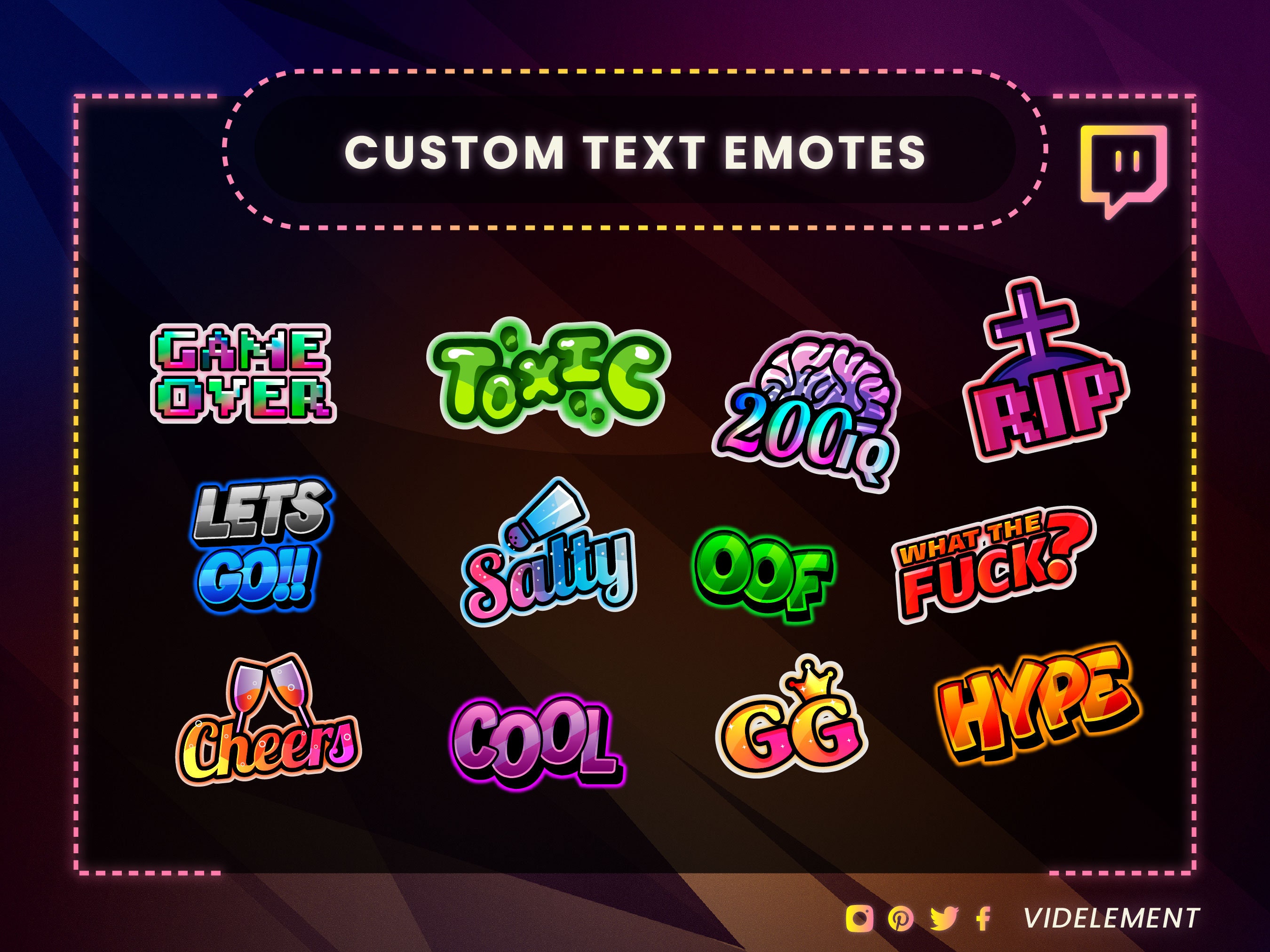 Custom Text Emotes Twitch Text Emote Twitch Emotes Pack - Etsy UK