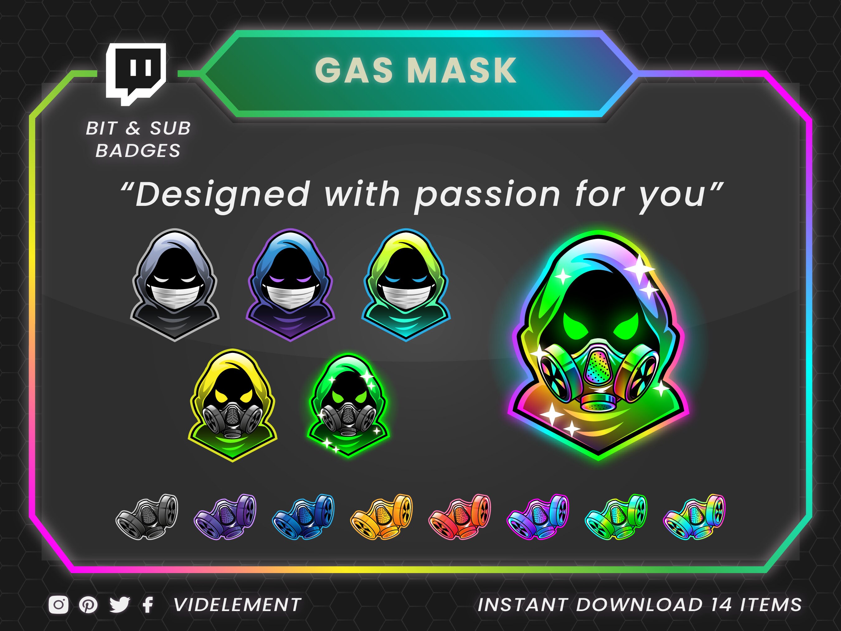 Gas Mask Character Badges for Twitch Twitch Sub Badges - Etsy UK