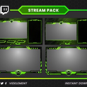 Animated Green Stream Pack: Webcam, Panels, Overlay (digital Download ...