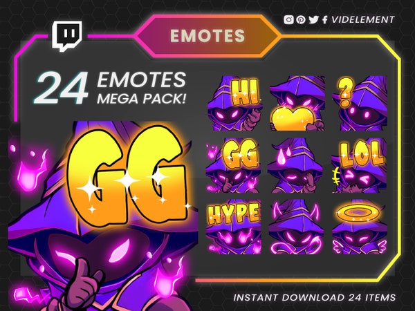 20 Emote Bundle for Twitch Streamers, Discord, Youtube Cute, Kawaii ...