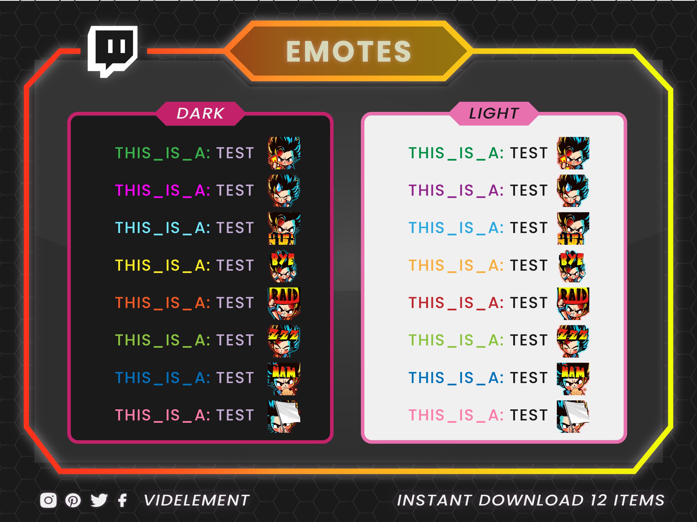 Anime Fighter Twitch Emotes: 12-pack Chibi Manga Emoticons (PNG Digital ...