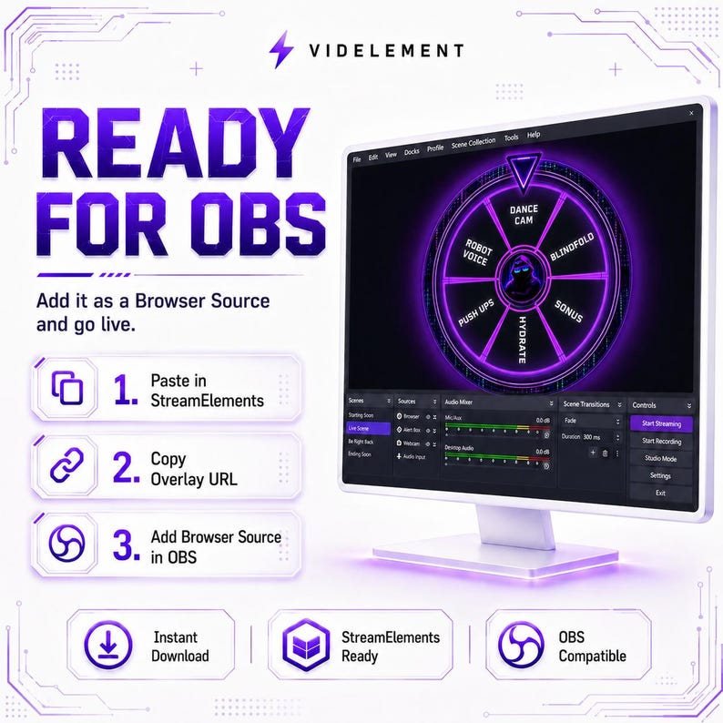 Neon Hacker Wheel Spin Stream Widget för Twitch, Kick och YouTube | OBS ...