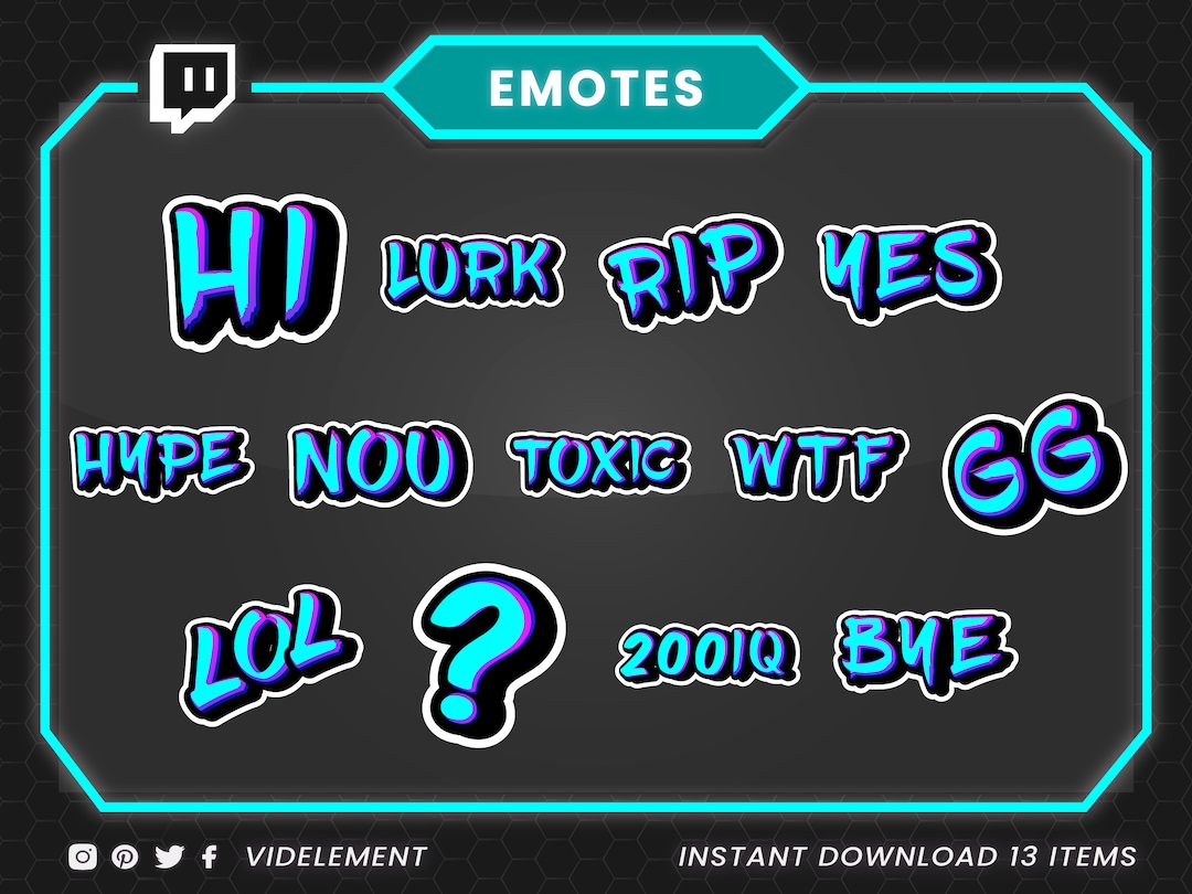 Twitch Emote Pack Twitch Text Emotes, Twitch Hi Emote, Twitch GG Emote ...