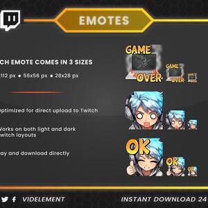 Blue-haired Gamer Boy Emotes - Pack of 24 Anime Style Twitch Emotes - Etsy
