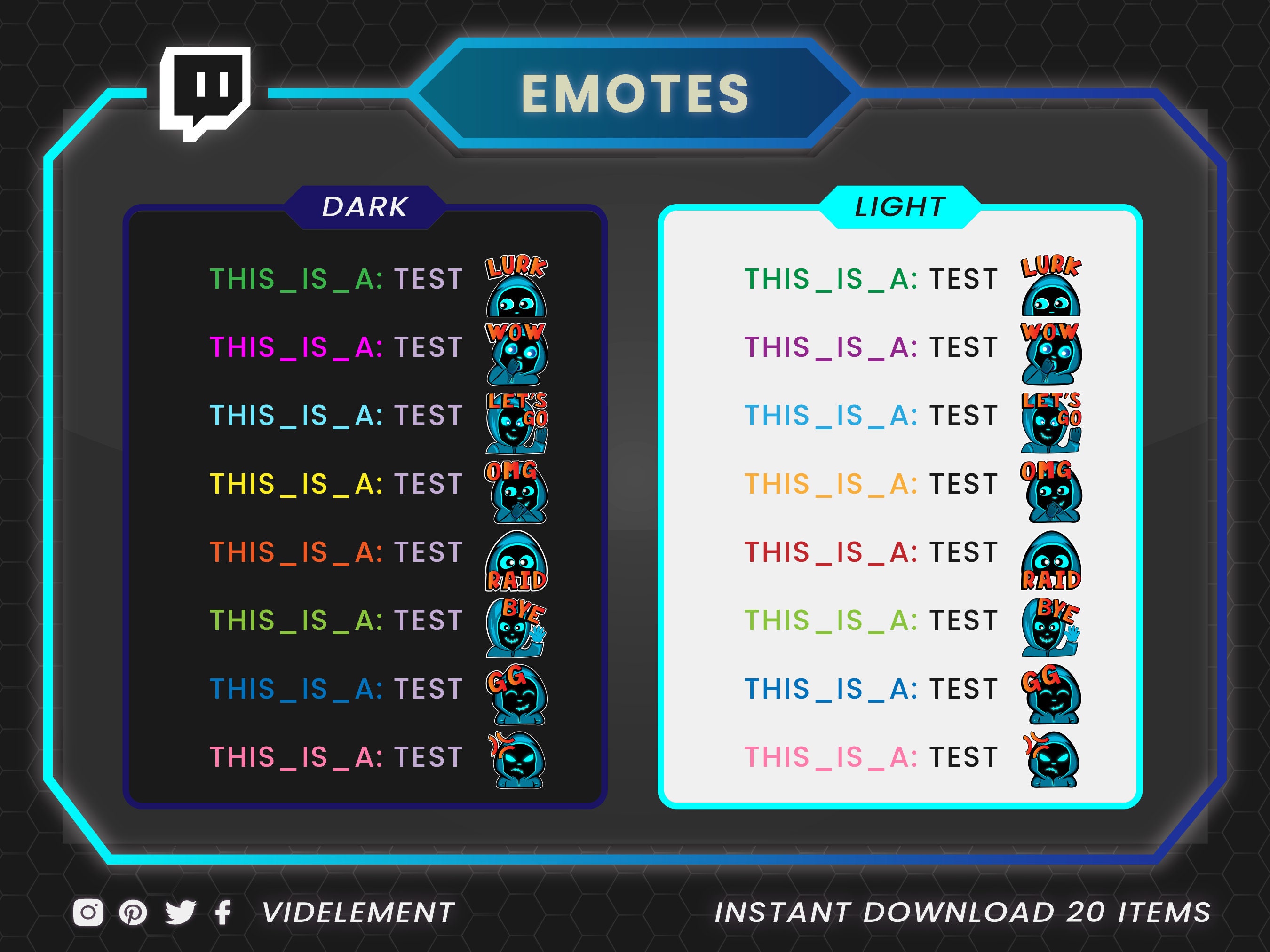 Twitch Emotes Twitch Sub Emotes Text Emotes Neon Mask - Etsy Canada