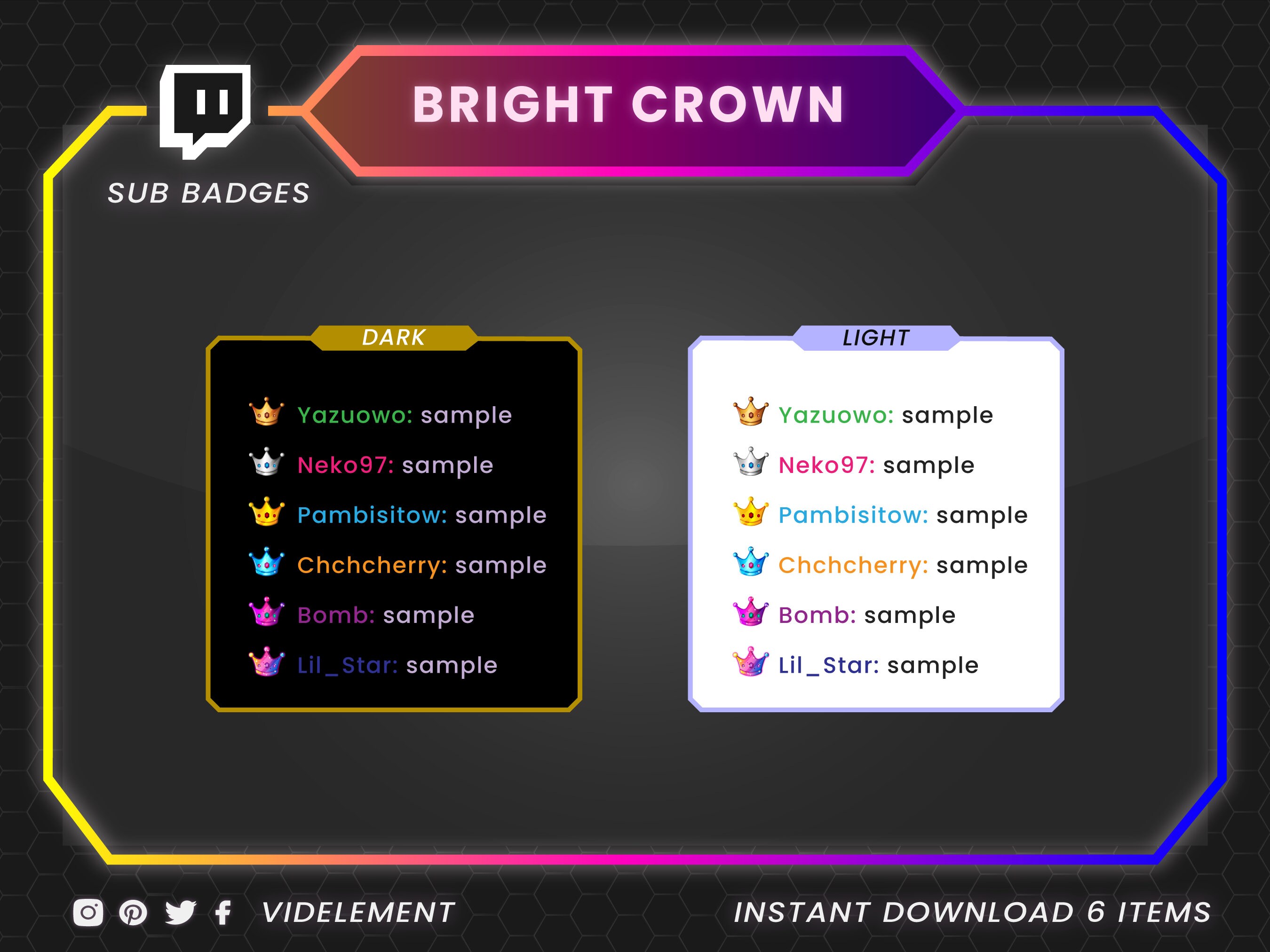 Crown Sub Badges Twitch Badges Twitch Sub Badges Sub Badges - Etsy ...