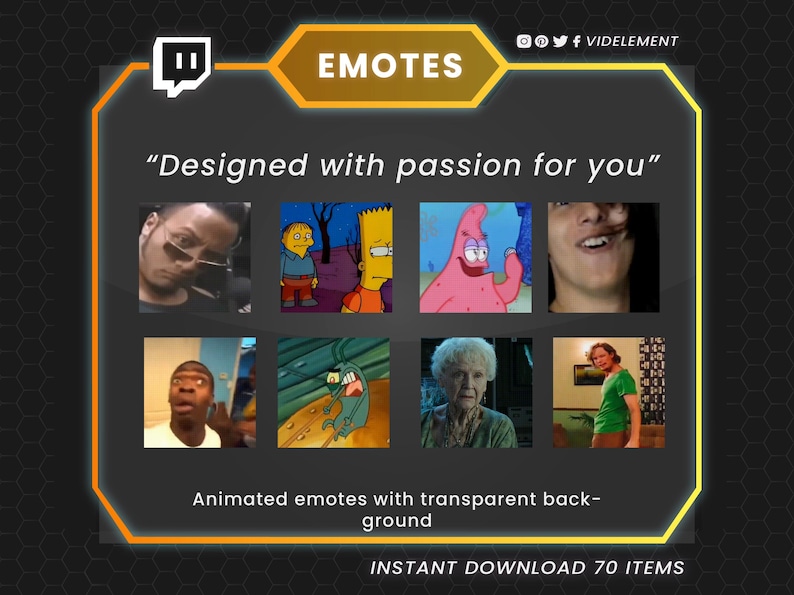 Animated Meme Emote 70 Pack for Twitch, Discord, Kick & Youtube, Meme ...