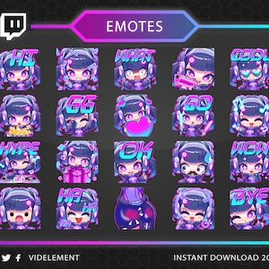 DJ Girl Twitch Emotes: Purple Dancing Emotes (20 Pack) - Etsy