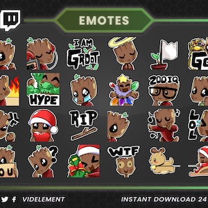 Groot Emotes, Twitch Emotes, Twitch Sub Emotes, Discord Emotes, Text ...