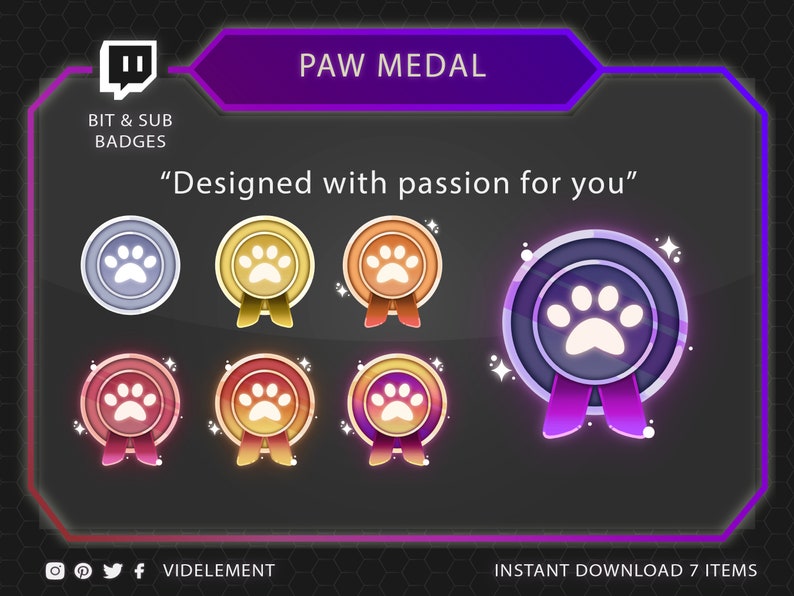 Cat Paw Sub Badges Twitch Sub Badges Twitch Bit Badges - Etsy