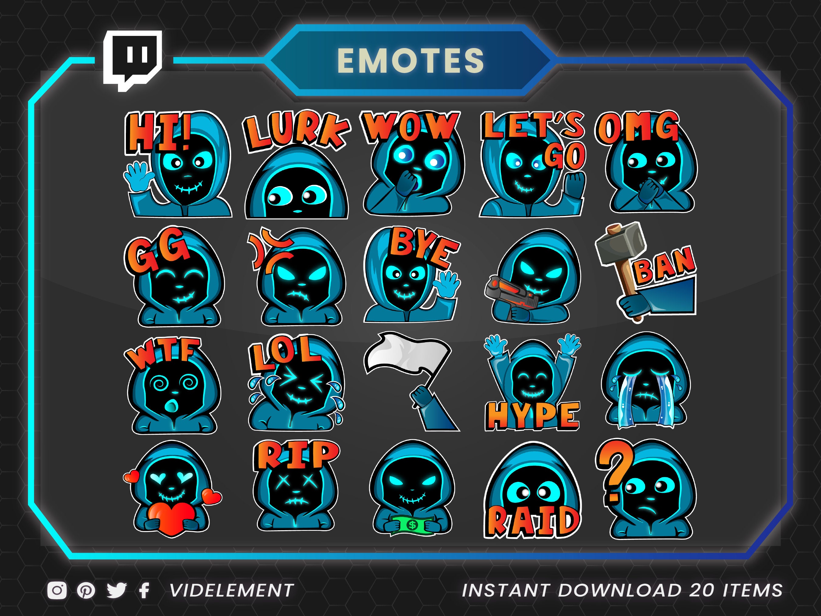 Twitch Emotes Twitch Sub Emotes Text Emotes Neon Mask - Etsy