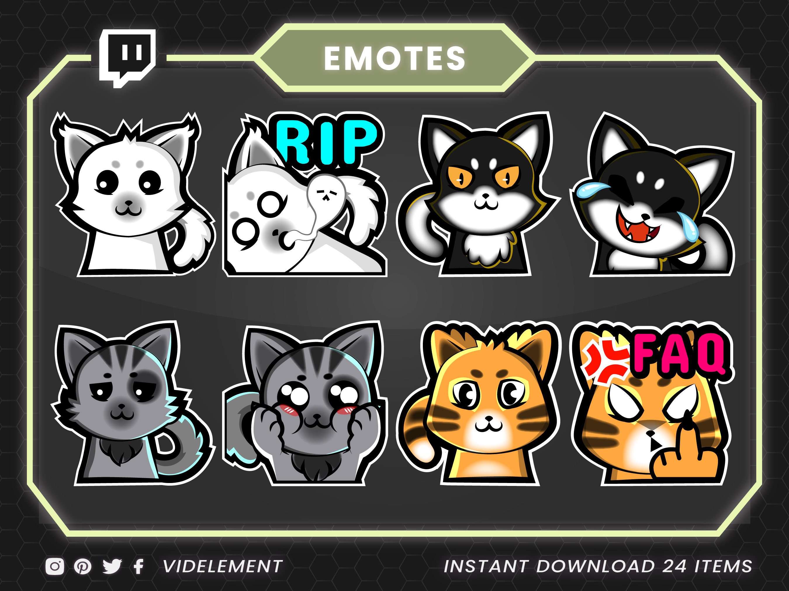 Cats Twitch Emotes Twitch Sub Emotes Discord Emotes Text - Etsy