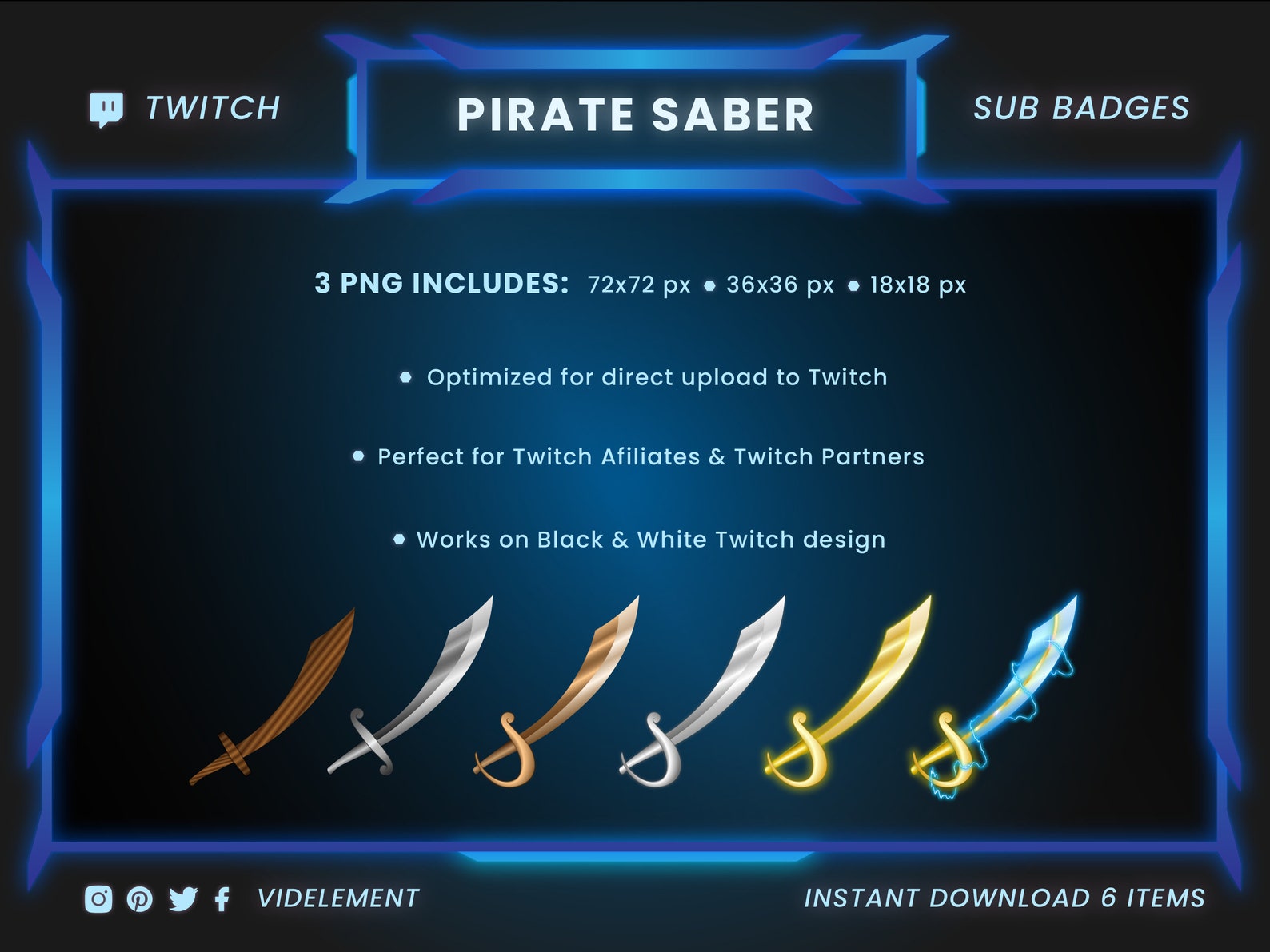 Saber Sub Badges Twitch Sub Badges Twitch Badges Twitch Sub | Etsy