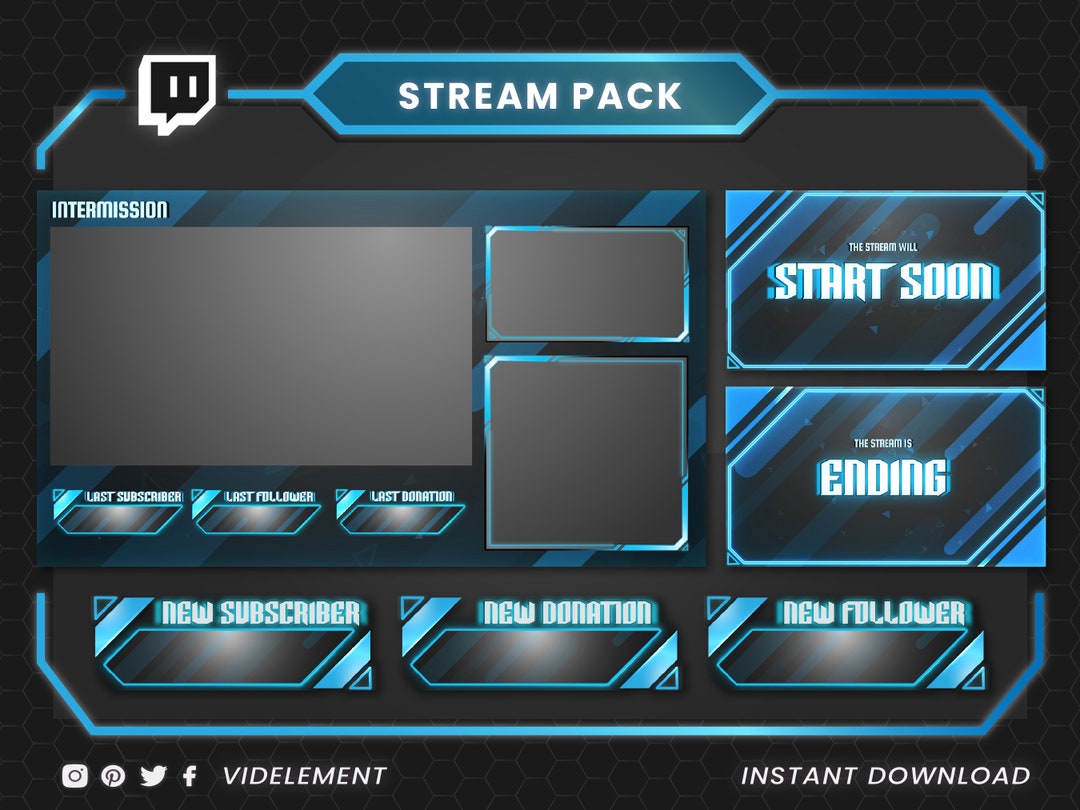 Stream Overlay, Animated Overlay, Vtruber Overlay, Kick Overlay, Blue ...