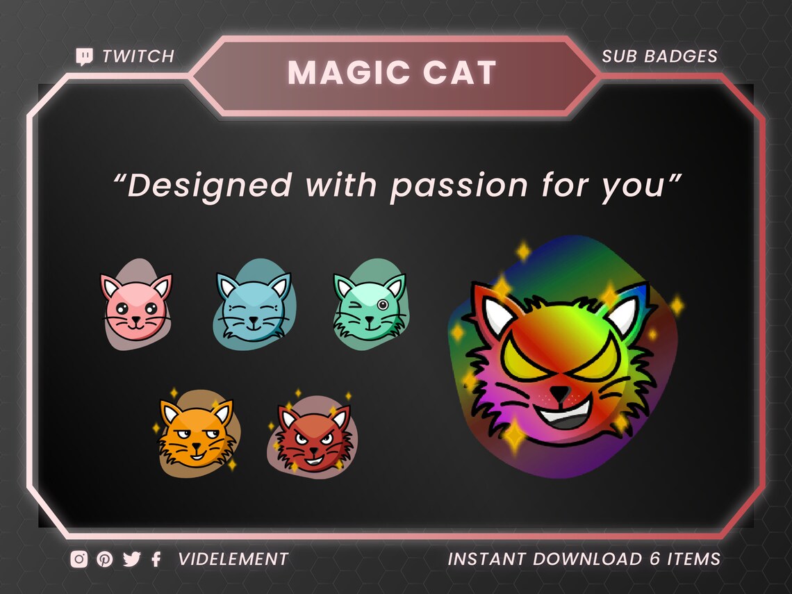 Twitch Sub Badges Cat Twitch Badges Twitch Sub Badge Sub - Etsy