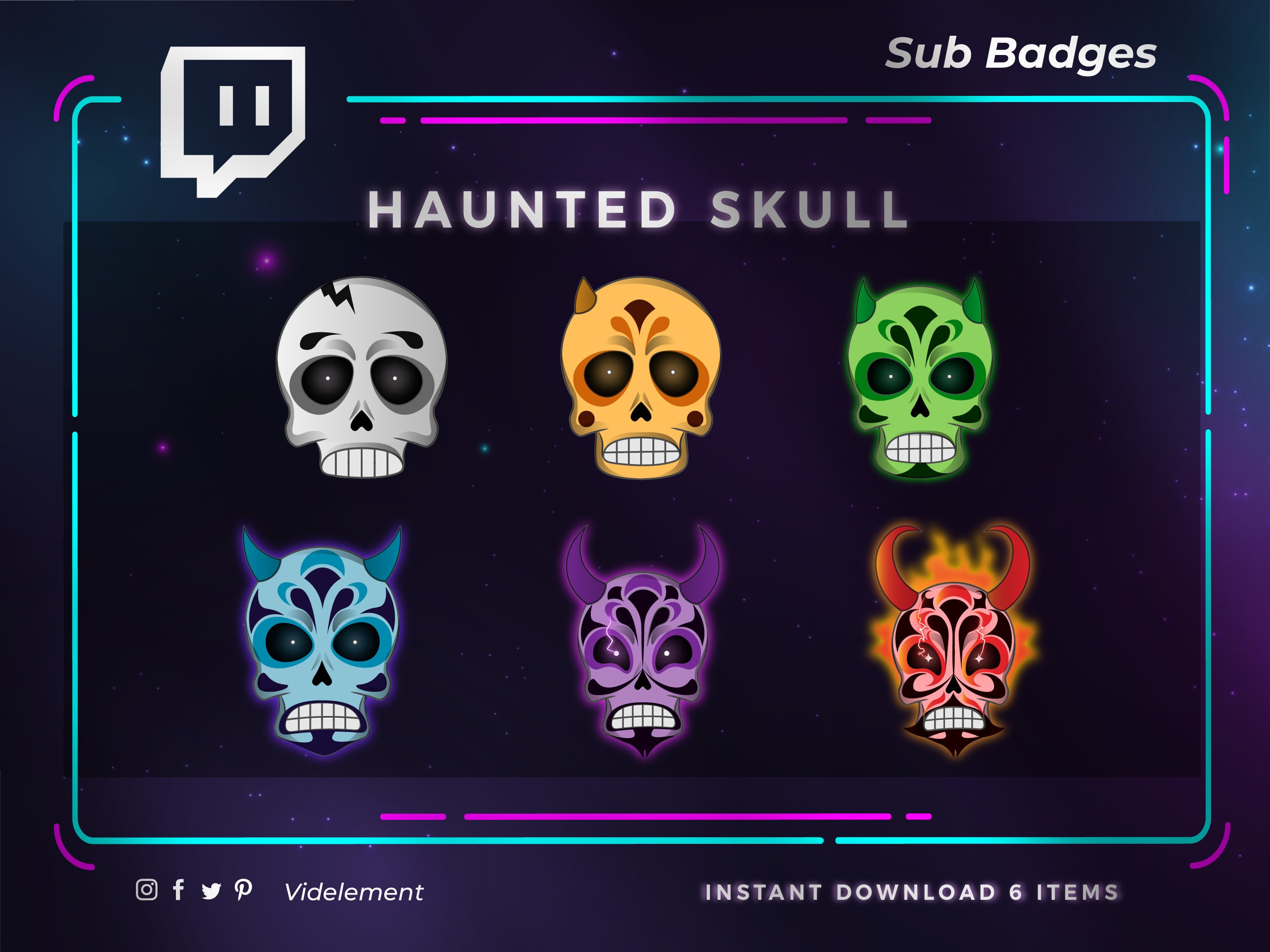 Skull Sub Badges, Twitch Sub Badges, Twitch Badges, Twitch Sub Badge ...