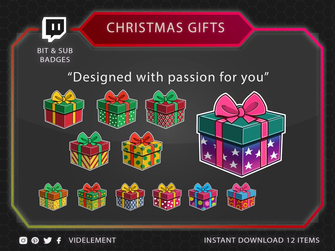 Twitch Bit Badges, Christmas Bit Badges, Gifts Bit Badges, Twitch Sub ...