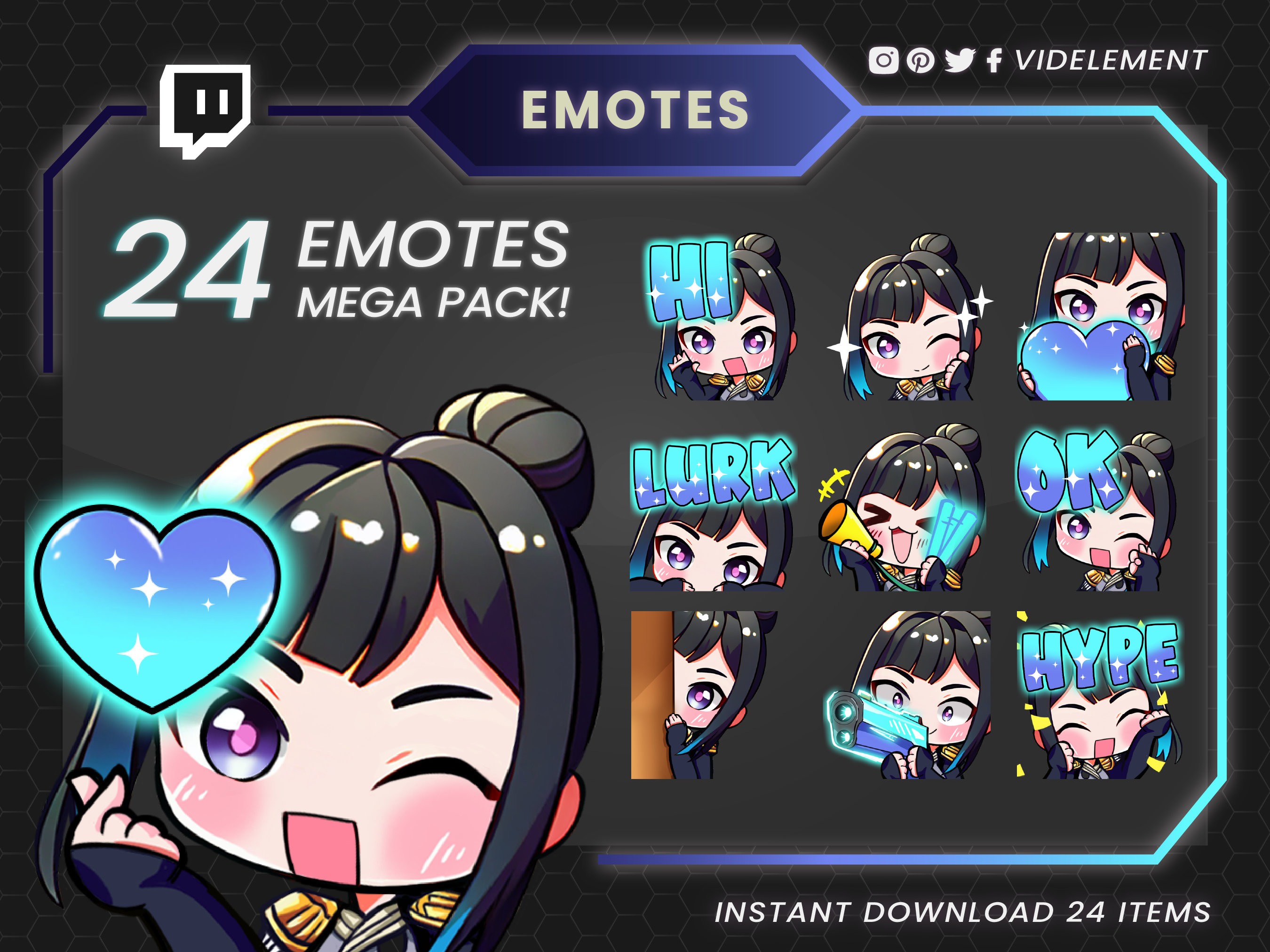 Anime Twitch Emotes: 24 Chibi Manga Stream Emotes - Etsy Canada