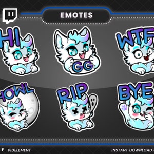 6 Chibi Wolf Emotes: Hi Emote, GG Emote, RIP Emote, WTF Emote, Howl ...
