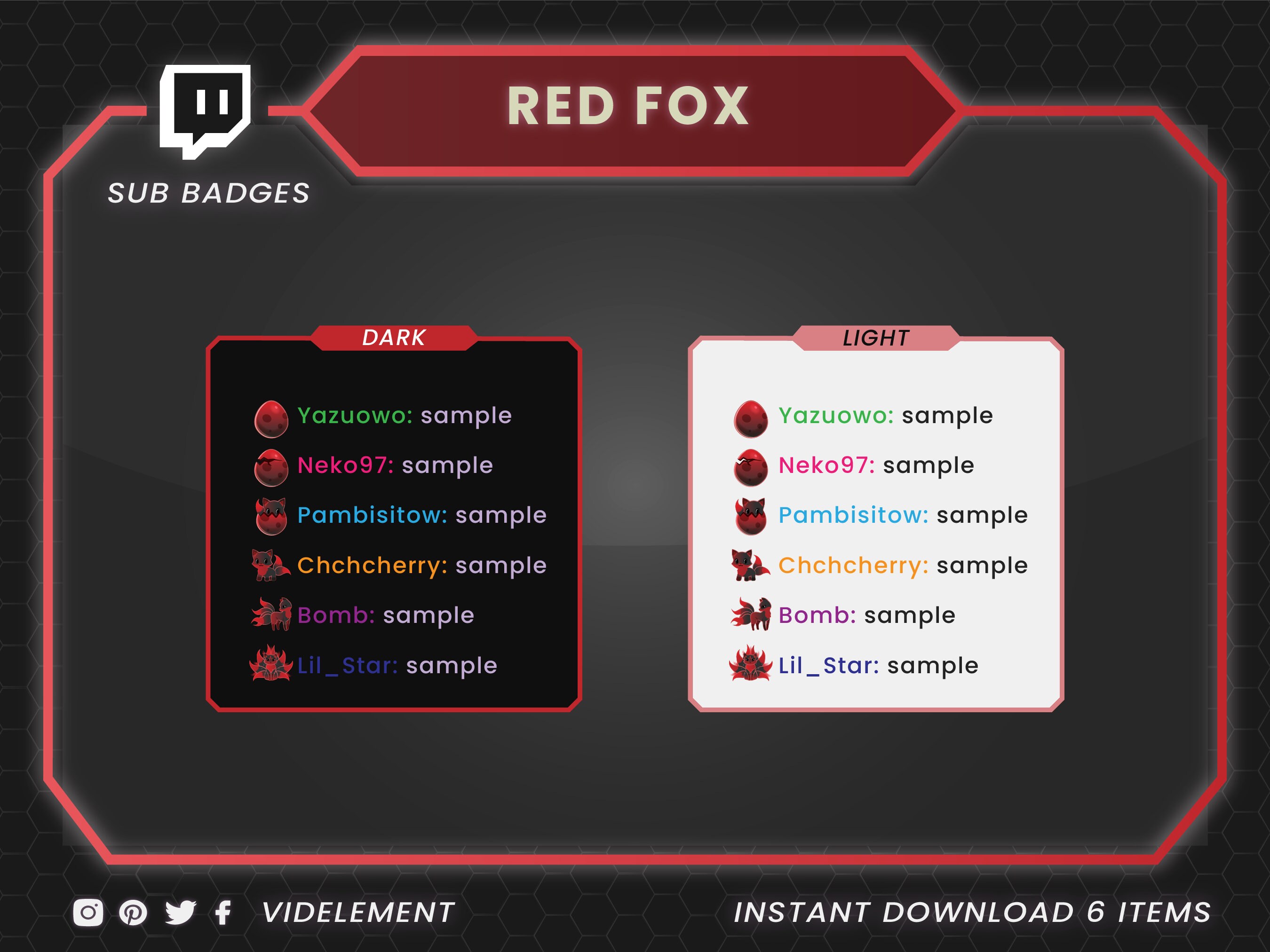 Red Fox Sub Badges Twitch Sub Badges Twitch Badges Twitch - Etsy Canada