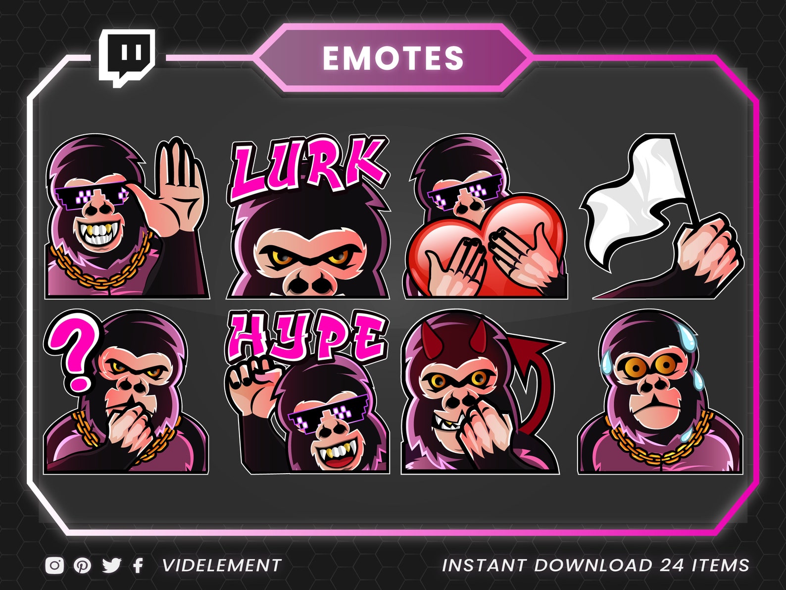 Twitch Gorilla Emote, Twitch Emotes, Twitch Sub Emotes, Text Emotes ...