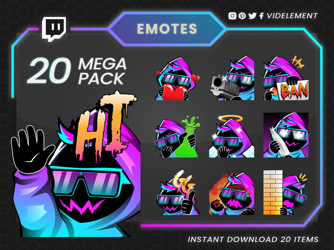 20 Neon Hoodie Animated Emotes, Twitch Emotes, Emotes Twitch, Discord ...