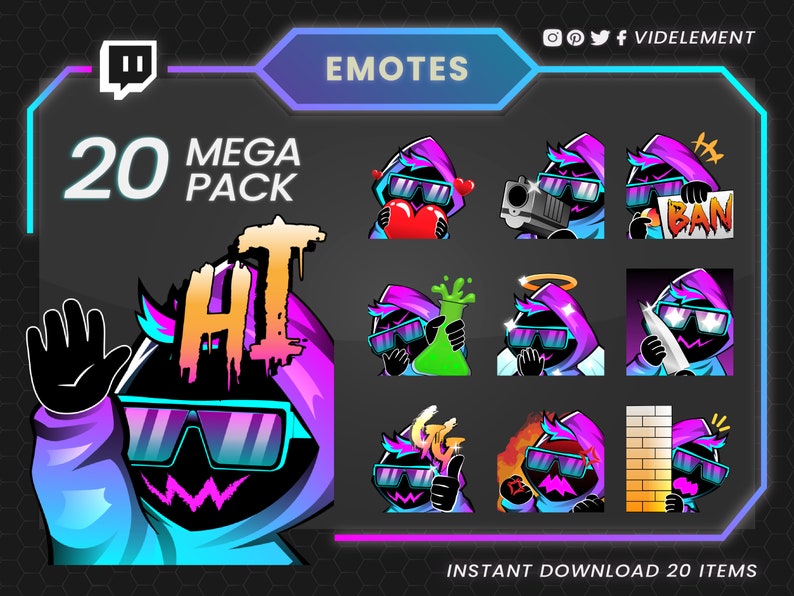 20 Neon Hoodie Emotes: Elevate Your Gaming Chats and Streams - Etsy Canada