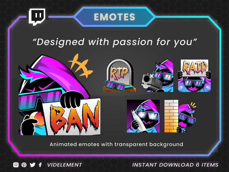 Animated Emotes Neon, Twitch Emote, Text Emote, Emote Twitch, Discord ...