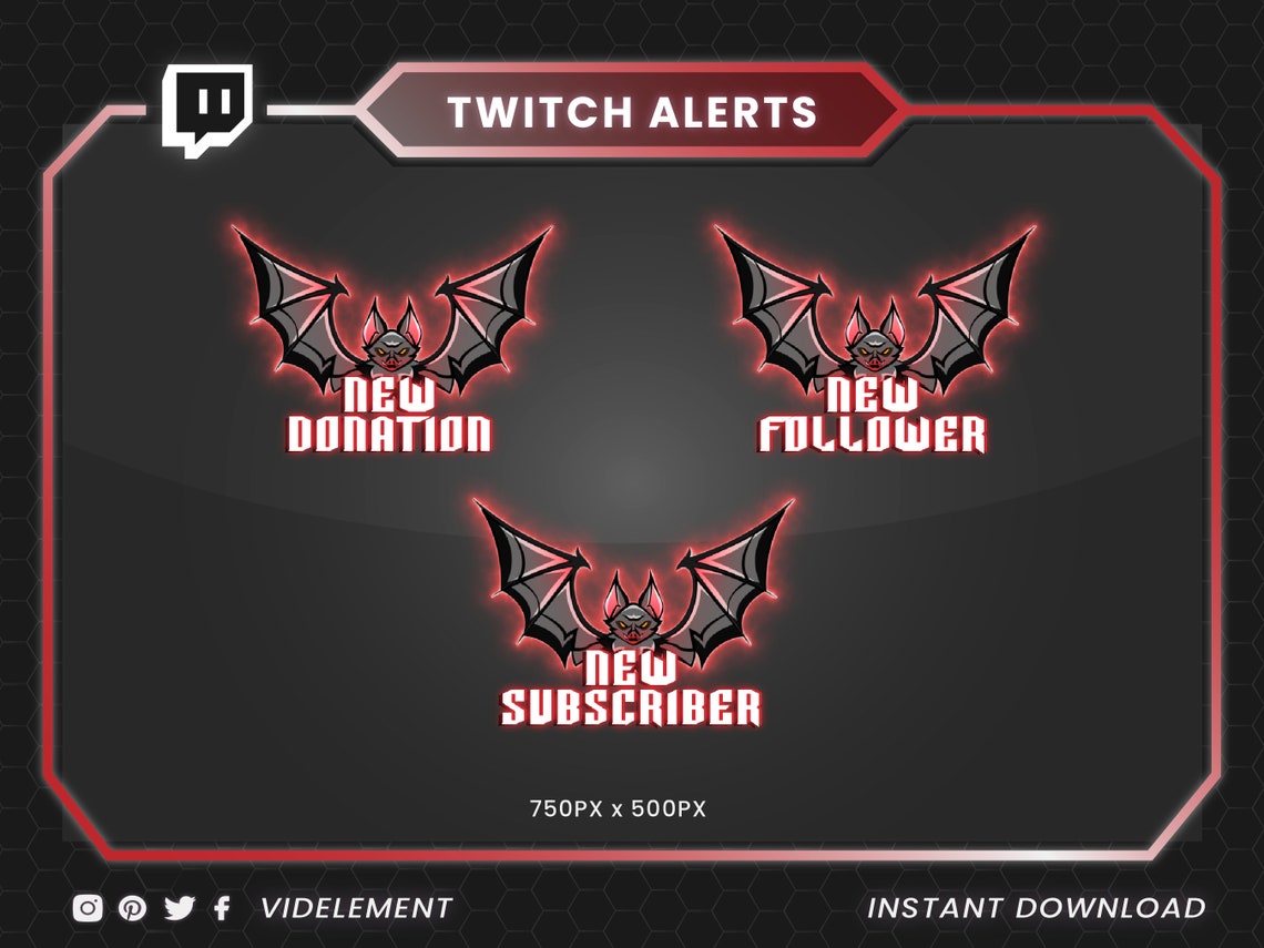 Bat Stream Pack Animated Webcam Overlay Twitch Panels - Etsy