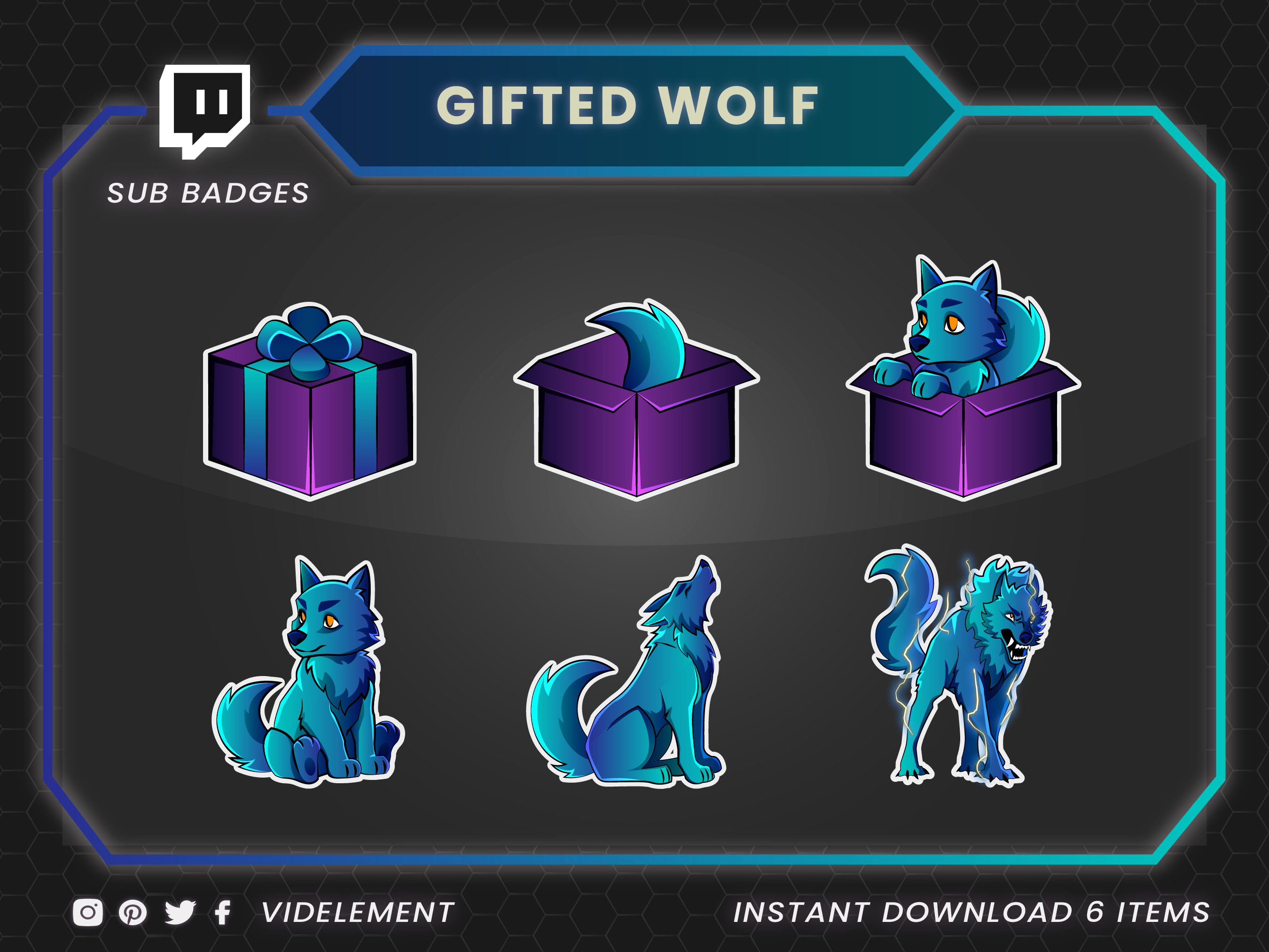 Wolf Sub Badges Twitch Sub Badges Twitch Badges Animal Sub - Etsy Canada